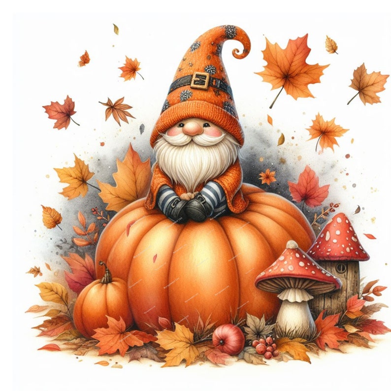 Cute Gnome Clipart,gnome Clipart Bundle, Autumn Gnome Png,autumn Fall ...