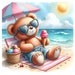Teddy Bear at the Beach, PNG, Teddybear Clipart, Bear Baby Shower ...