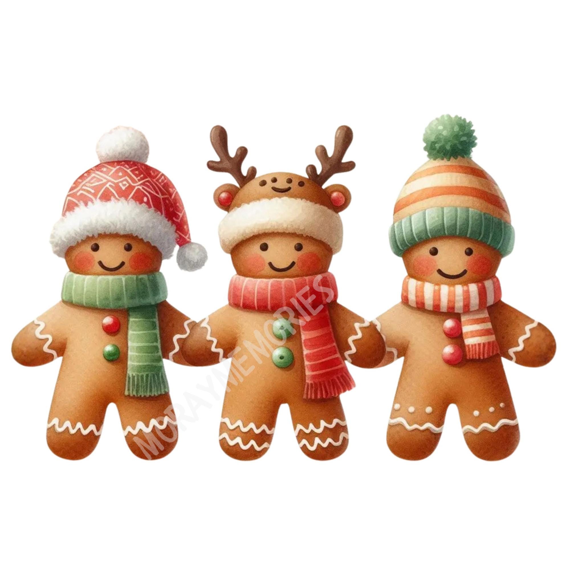 10 Whimsical Gingerbread Men Clip Art | Watercolor Christmas Jpgs ...
