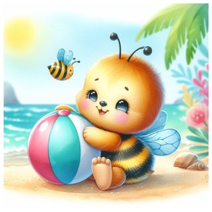 JPG Bees at Beach, Clipart Bundle, Cute Bees Clipart Bundle, Cute Bees ...