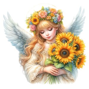 Sunflower Angel Clipart, Halo Clipart, Heaven Clipart, Pastel Angel PNG ...