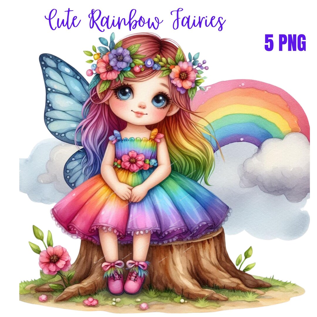 Rainbow Fairy Clipart PNG Bundle, Spring Forest Fairy Clipart ...