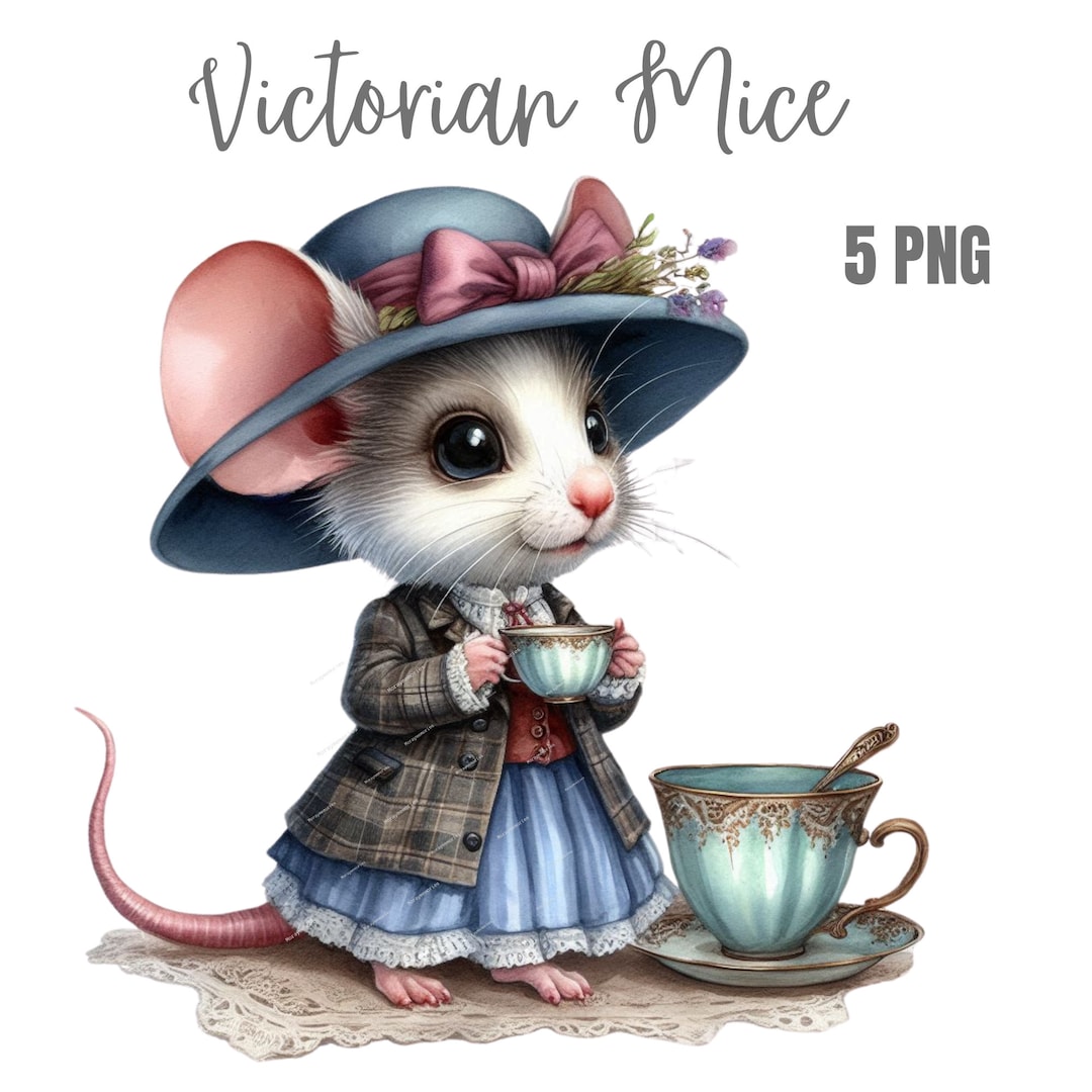 Cute Victorian Mouse Clipart,high Quality Pngs, Mouse Png Nursery Art ...