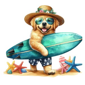 Cute Surfing Animals Clipart, Beach PNG, Vibrant Vacation Beach Vibes ...