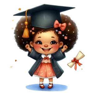 Graduation Clipart Bundle, Afro Girl Clipart, Graduation PNG ...