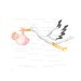 Stork and Baby Girl Clipart Baby Shower Nursery Clipart - Etsy