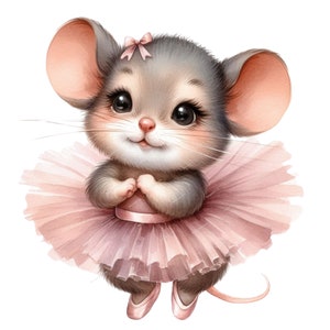 Watercolor Ballerina Mice Clipart, PNG Mouse Clipart, Ballet Mice in ...