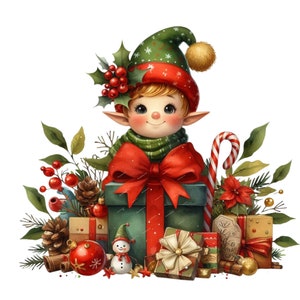 PNG, Christmas Elves Clipart Bundle, Elf Clipart, Happy Christmas ...