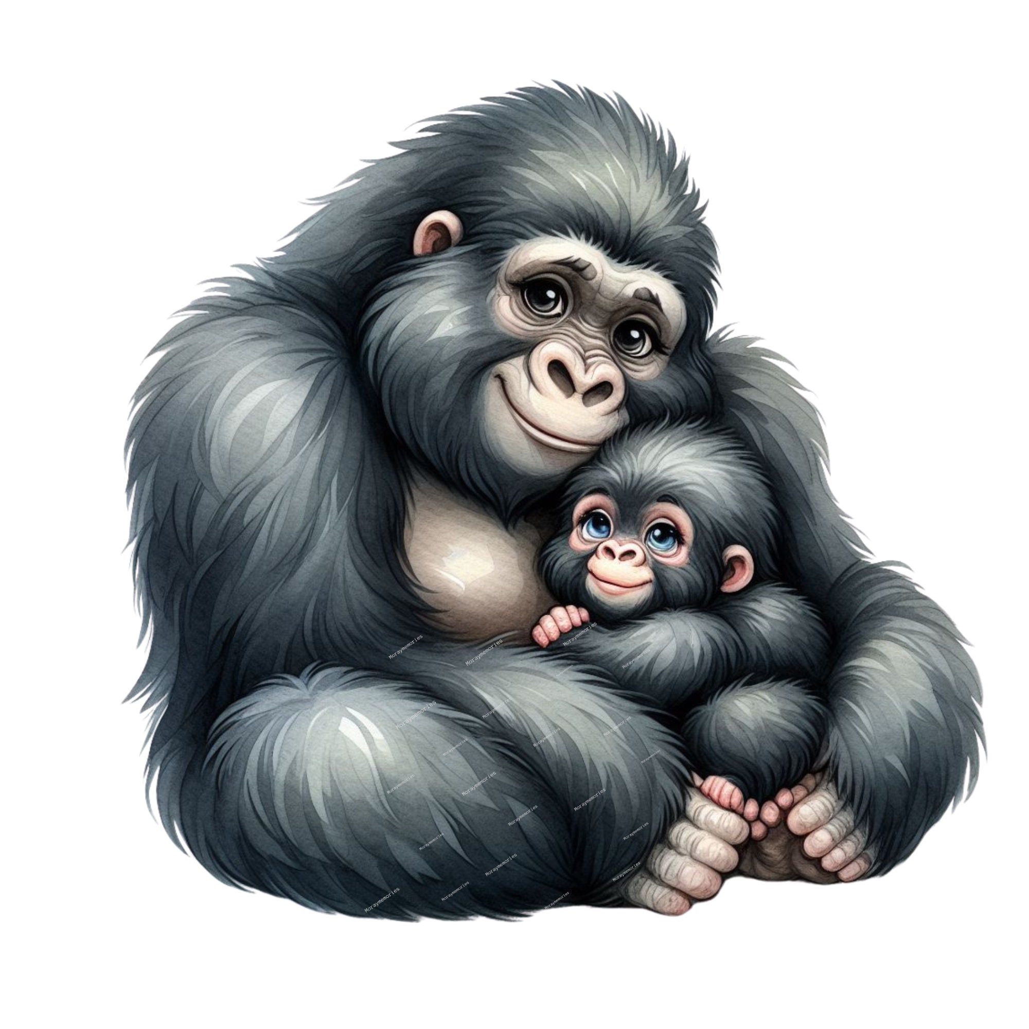 Watercolor Cute Mother and Baby Safari Animals Clipart, PNG Baby ...