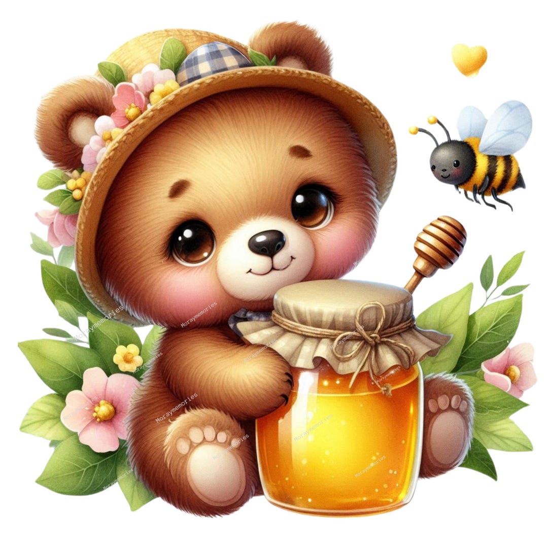 Adorable Teddy Bears and Busy Bees Clipart Set - Perfect for Paper ...