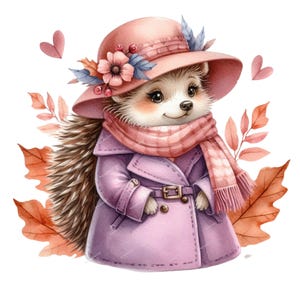 Cute Autumn Hedgehog Clipart, High Quality Pngs, Fall Clipart, Digital ...