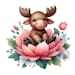 Watercolor Cute Baby Moose, PNG Animal Clipart, Moose Clipart, Cute ...