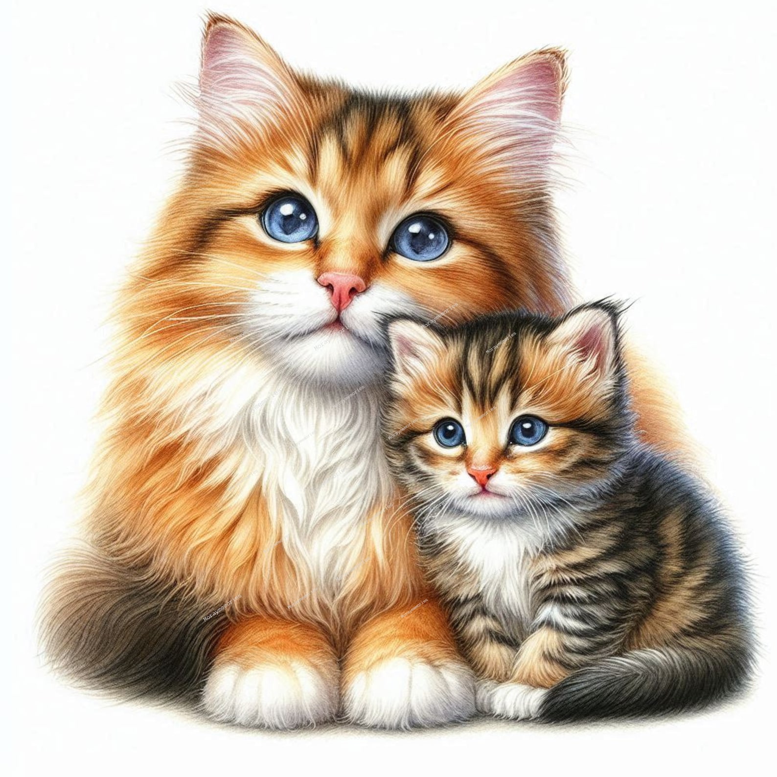 Cat With Kitten Clipart, Kitten Love Clipart, Printable Watercolor ...