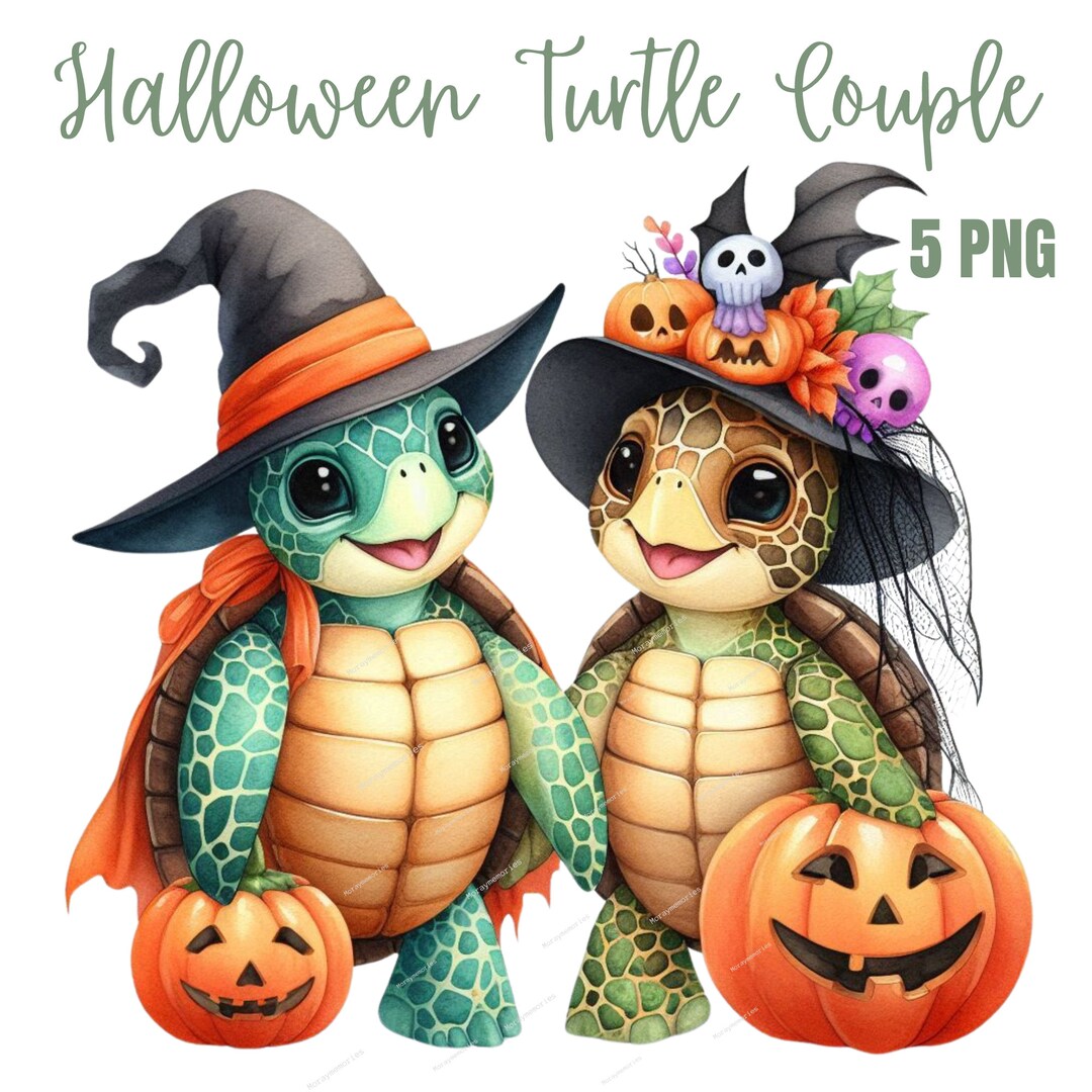 Halloween Turtle Couple PNG, Halloween Sublimation Digital Design ...