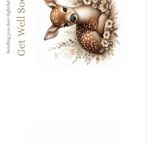 Printable Get Well Soon Card, Cute Watercolor Baby Deer, Woodland ...