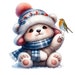 Watercolour Cute Winter Animals Clipart, Animals in Winter Clothes Png ...