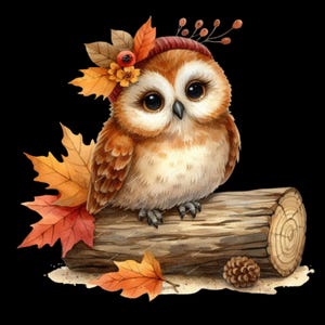Cute Autumn Owl Clipart, High Quality Pngs, Nursery Art, Digital ...