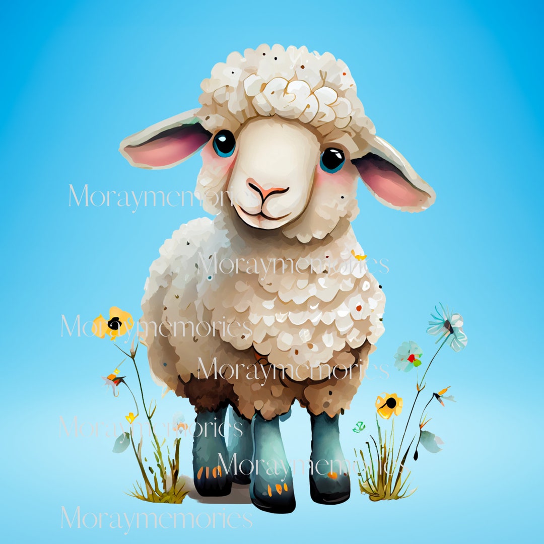 Cute Sheep Watercolor Sublimation, Sheep Clipart, Lamb Clipart, Easter ...