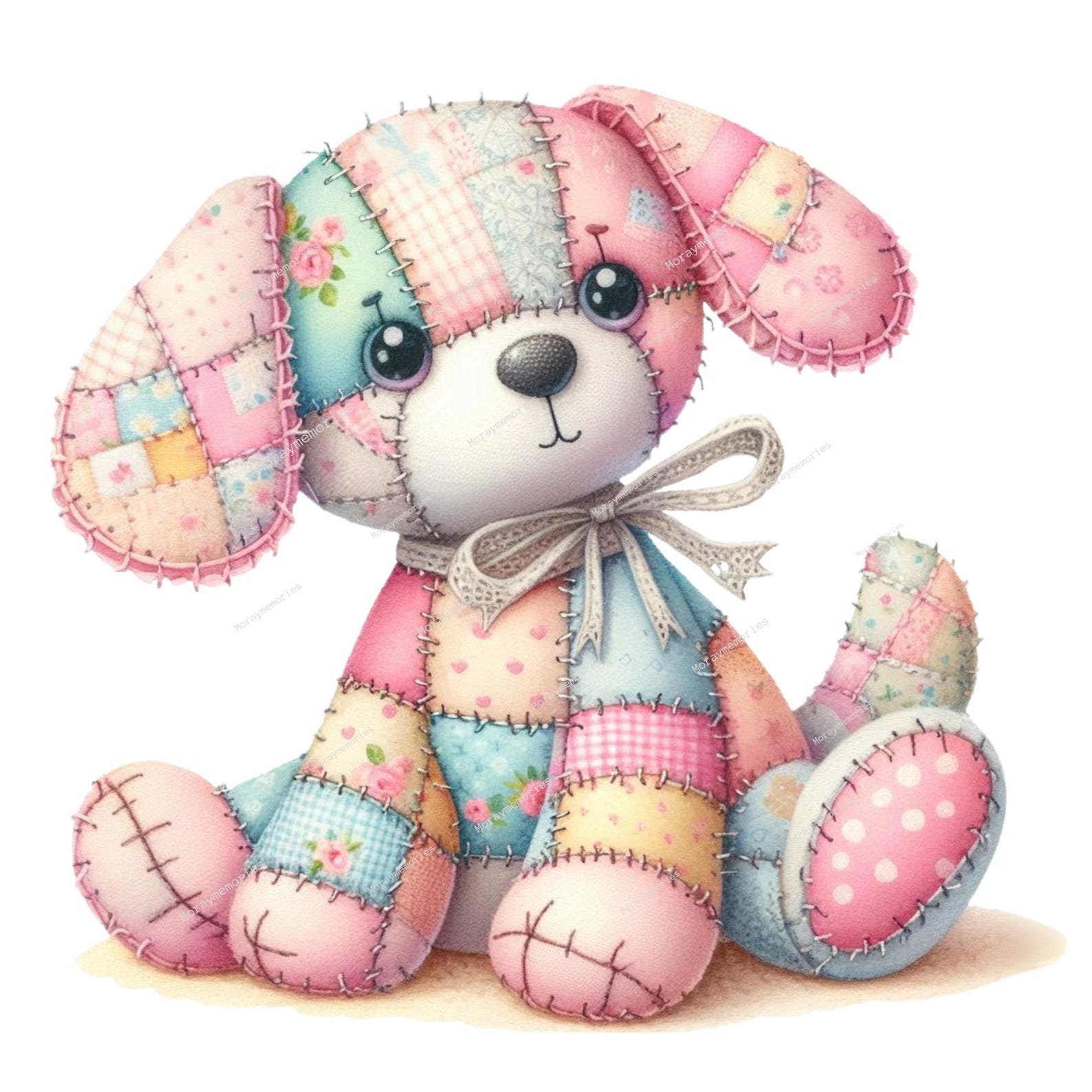 Adorable Patchwork Dog PNG – Whimsical Fabric Puppy Clipart, Fabric ...