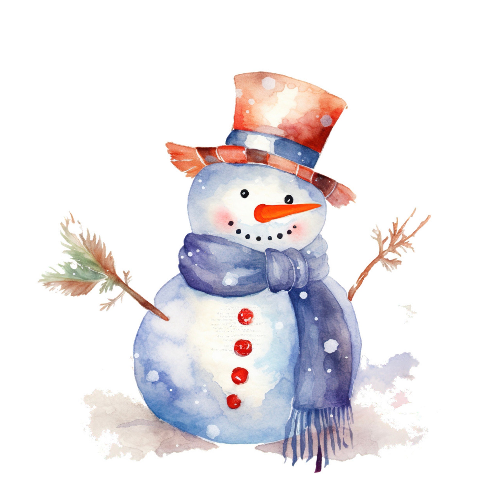 Snowman PNG Watercolor Christmas Clipart Winter Clipart - Etsy