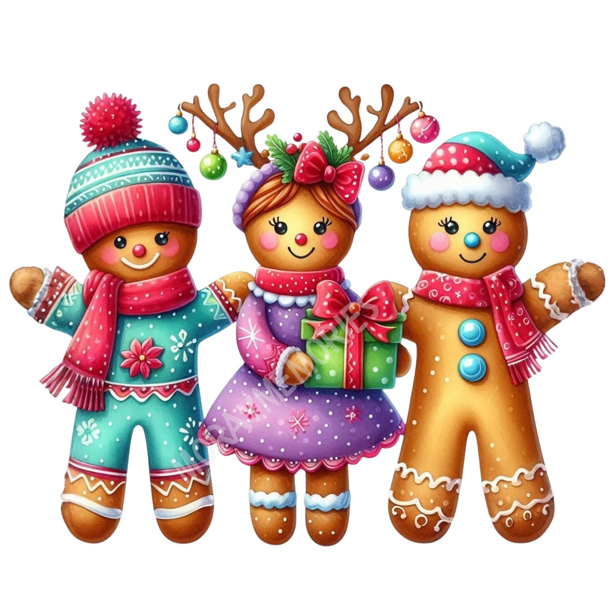 10 Whimsical Gingerbread Men Clip Art | Watercolor Christmas Jpgs ...