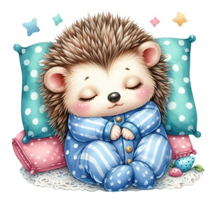 Watercolor Sleepy Animals Clipart Bundle, Cute Animals PNG, Cute Animal ...