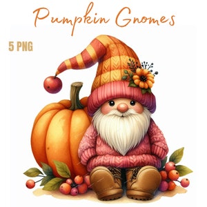 Cute Gnome Clipart,gnome Clipart Bundle, Autumn Gnome Png,autumn Fall ...