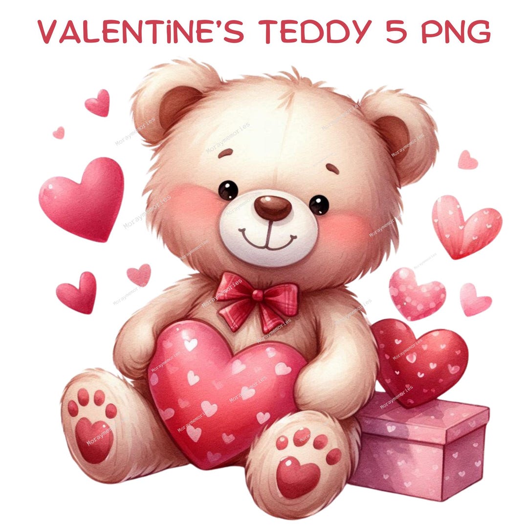 Valentines Teddy Bears Clipart, High Quality Pngs,digital Download ...