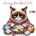 Watercolor Grumpy Breakfast Cat Clipart, PNG Grumpy Animal Clipart, Cat ...