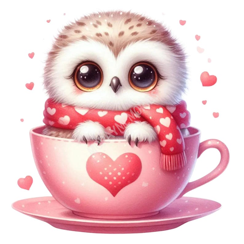 Valentine Owl Clipart Bundle – 10 Cute Pngs, Owls, Hearts, Roses, Love ...