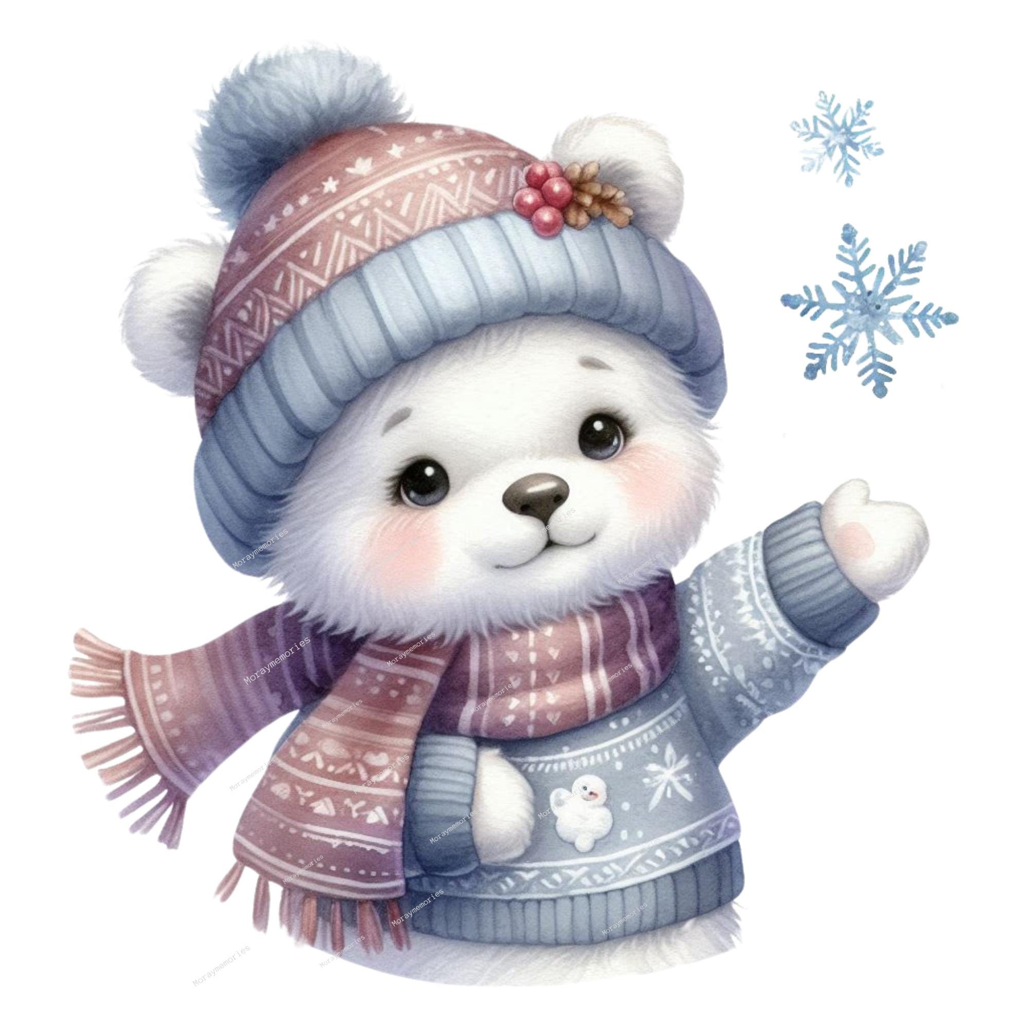 Cute Christmas Baby Polar Bears Clipart, High Quality Pngs, Memory Book ...