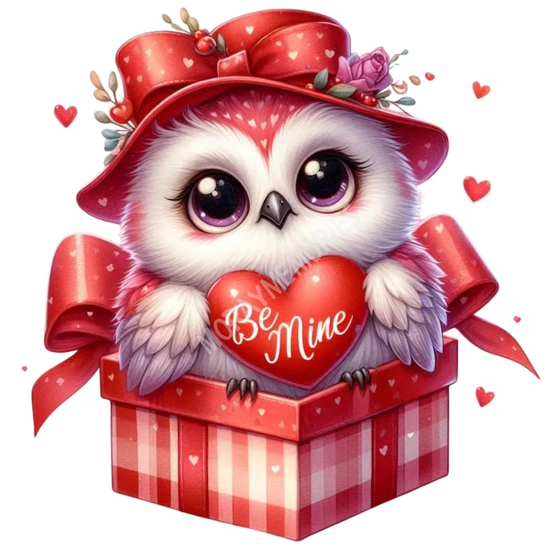 Valentine Owl Clipart Bundle – 10 Cute Pngs, Owls, Hearts, Roses, Love ...