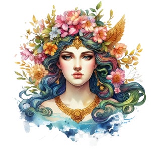 Goddess PNG, Vibrant Goddess Clipart, Mythology Art, Colorful Goddess ...