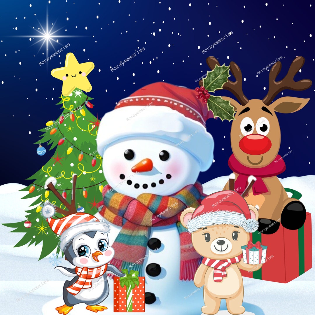 Christmas Clipart, Cute Clip Art, Reindeer Png, Snowman Jpg, Fun, Kids ...