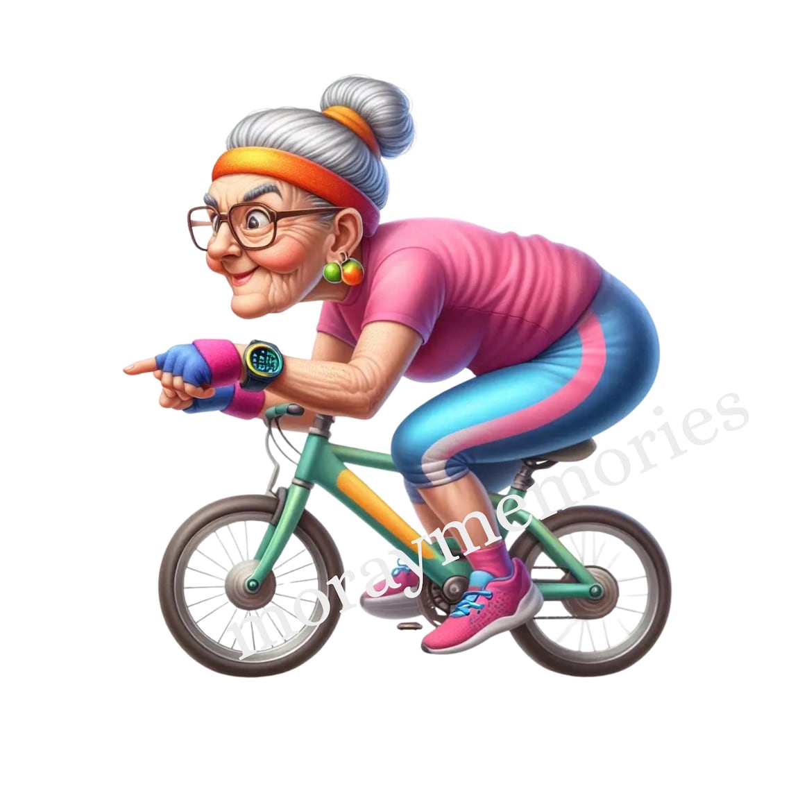 Funny Senior Lady Cyclists PNG Clipart Bundle – 10 Sassy Grandma Bikers ...