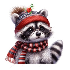 Watercolour Cute Winter Animals Clipart, Animals in Winter Clothes Png ...