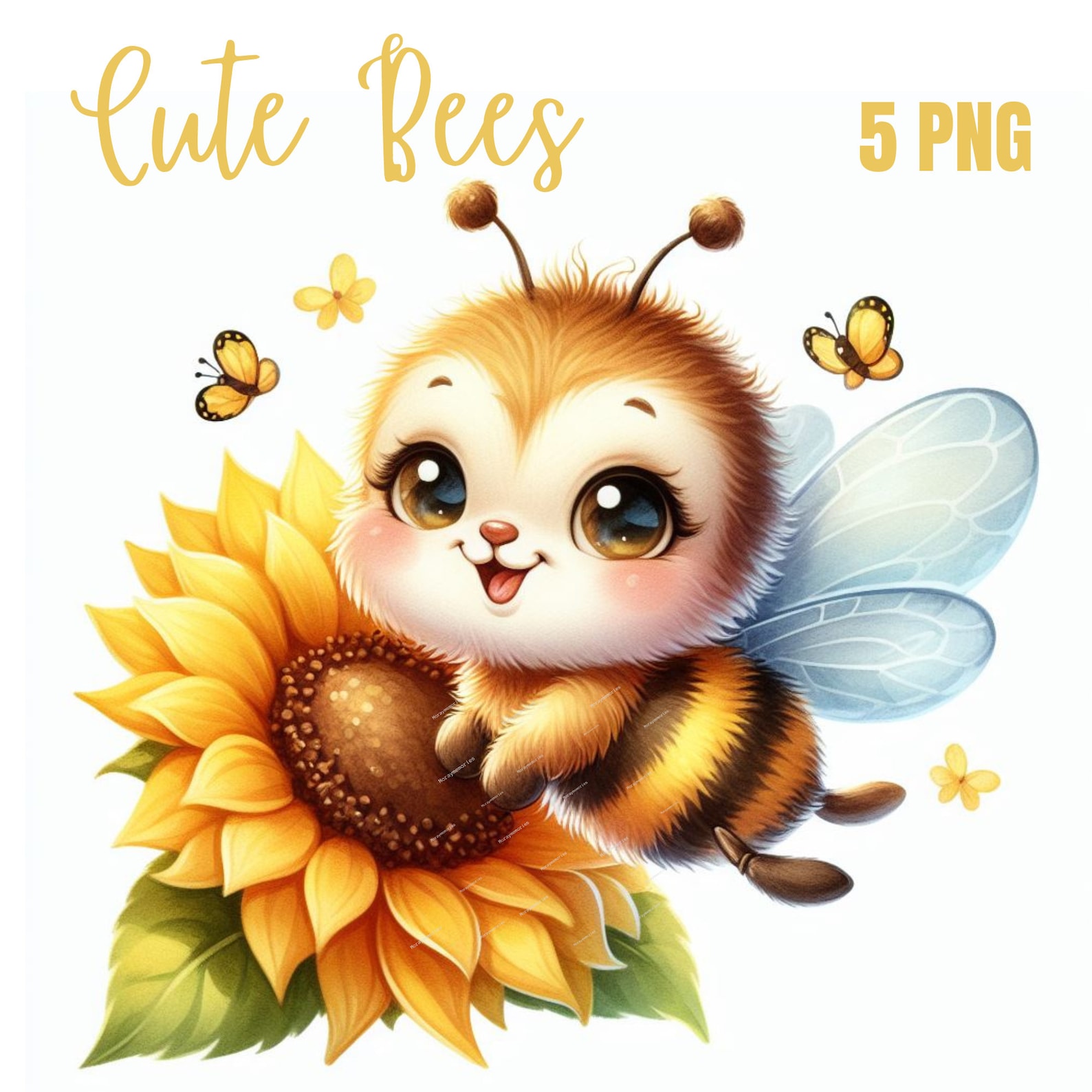 PNG Sweet Bees Clipart Bundle, Cute Bees Clipart Bundle, Cute Bees Png ...