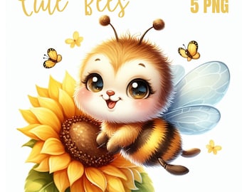 7 Honey Sweet Bees Clipart Bundle, Cute Bees Clipart Bundle, Cute Bees ...