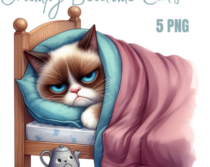 20 Watercolor Grumpy Animals Pngs Clipart Bundle, High Quality, Instant ...