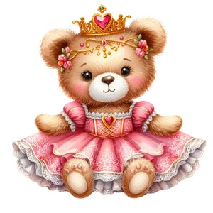 Princess Teddy Bear PNG, Teddybear Clipart, Bear Baby Shower, Birthday ...