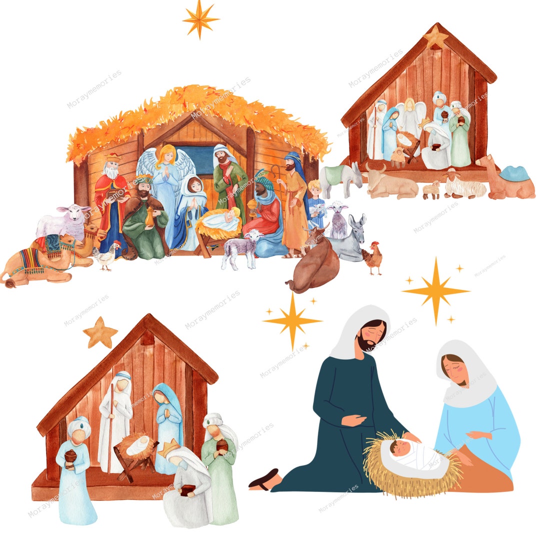 Watercolor Nativity Scenes Clipart Christmas Clipart Bundle - Etsy