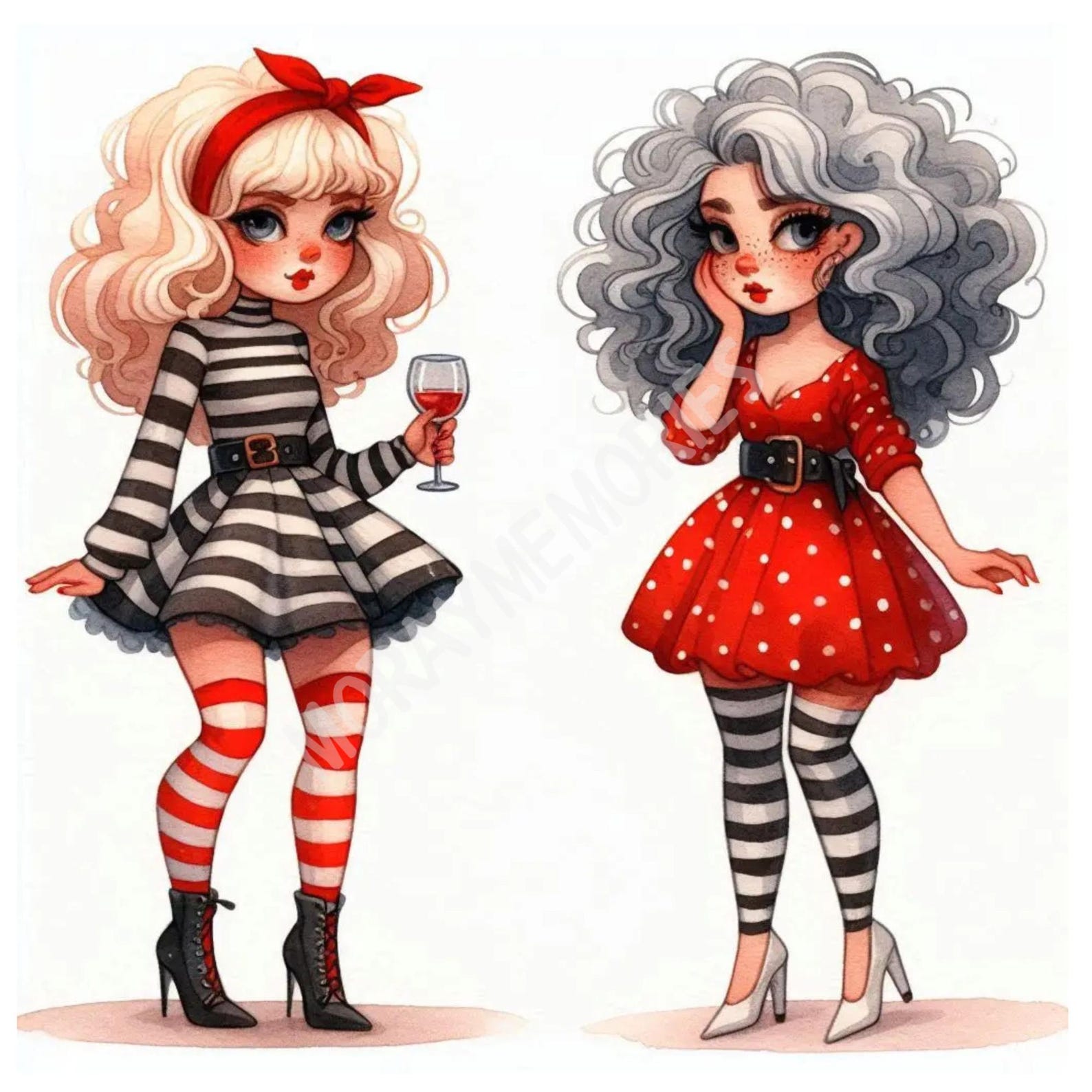 10 Whimsical Quirky Friends Clipart | Watercolor Digital Download ...