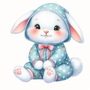 Baby Rabbit Clipart Bundle PNG, Digital Download, Clip Art, Rabbit ...