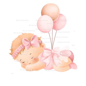 Stork and Baby Girl Clipart, Baby Shower, Nursery Clipart, Baby Girl ...