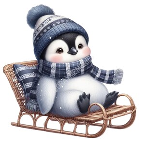 Christmas Penguins Clip Art Set – 10 High-resolution Watercolor Pngs ...