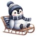 Christmas Penguins Clip Art Set – 10 High-resolution Watercolor Pngs ...