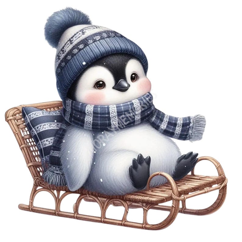 Christmas Penguins Clip Art Set – 10 High-resolution Watercolor Pngs ...