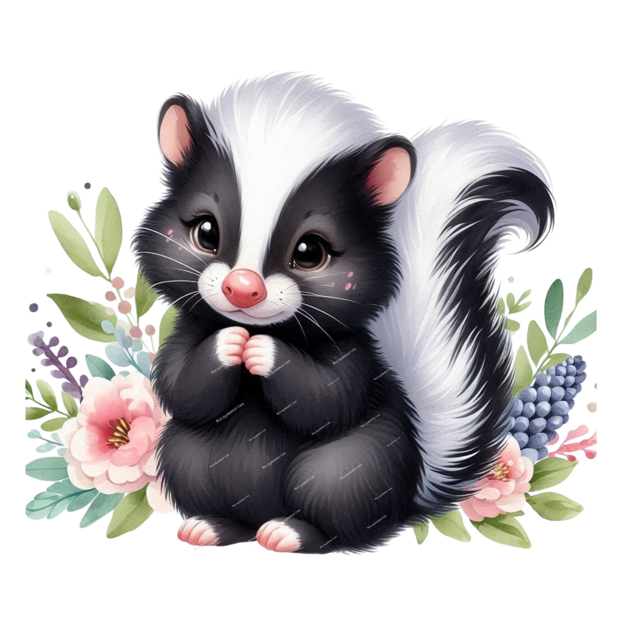 Watercolor Cute Skunks, PNG Animal Clipart, Skunk Clipart, Cute Baby ...