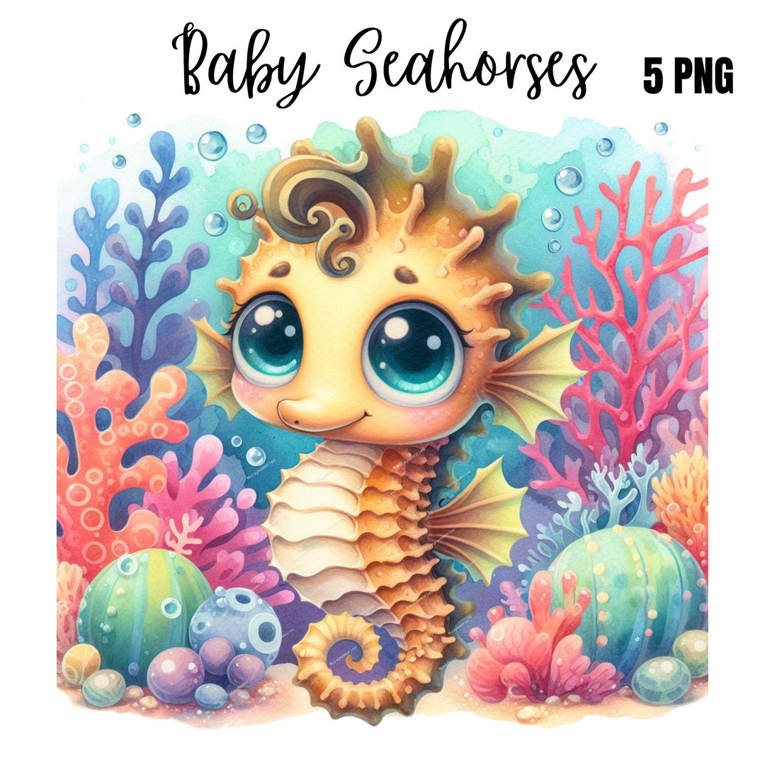 Seahorse Clipart, Baby Sea Horse PNG, Underwater Clipart, Nursery Decor ...