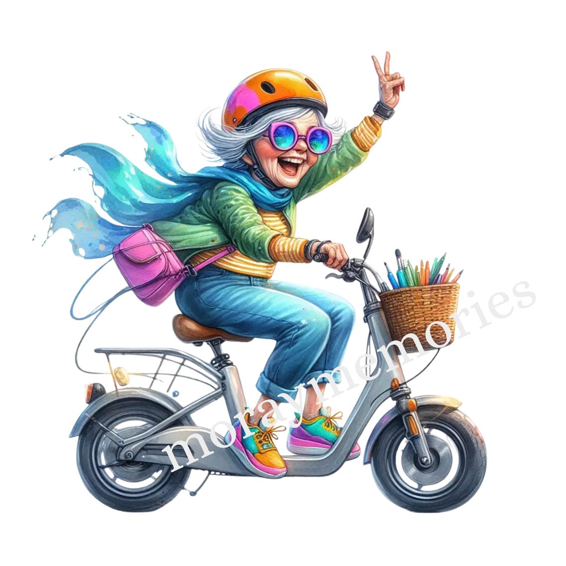 Funny Senior Lady Cyclists PNG Clipart Bundle – 10 Sassy Grandma Bikers ...